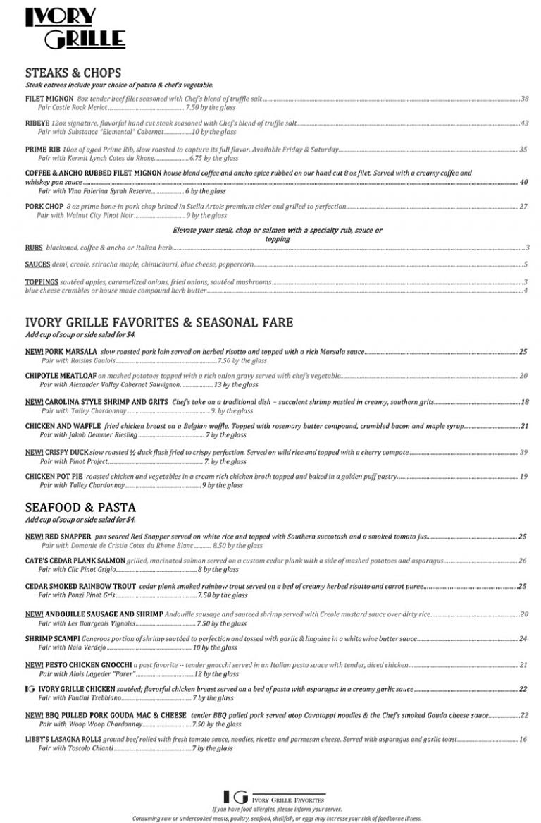 Dinner - The Ivory Grille